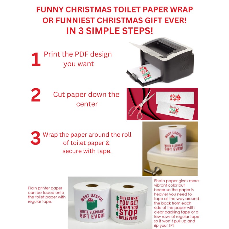 Funny Christmas Toilet Paper Wrap: 30 Designs (digital Print) - Etsy