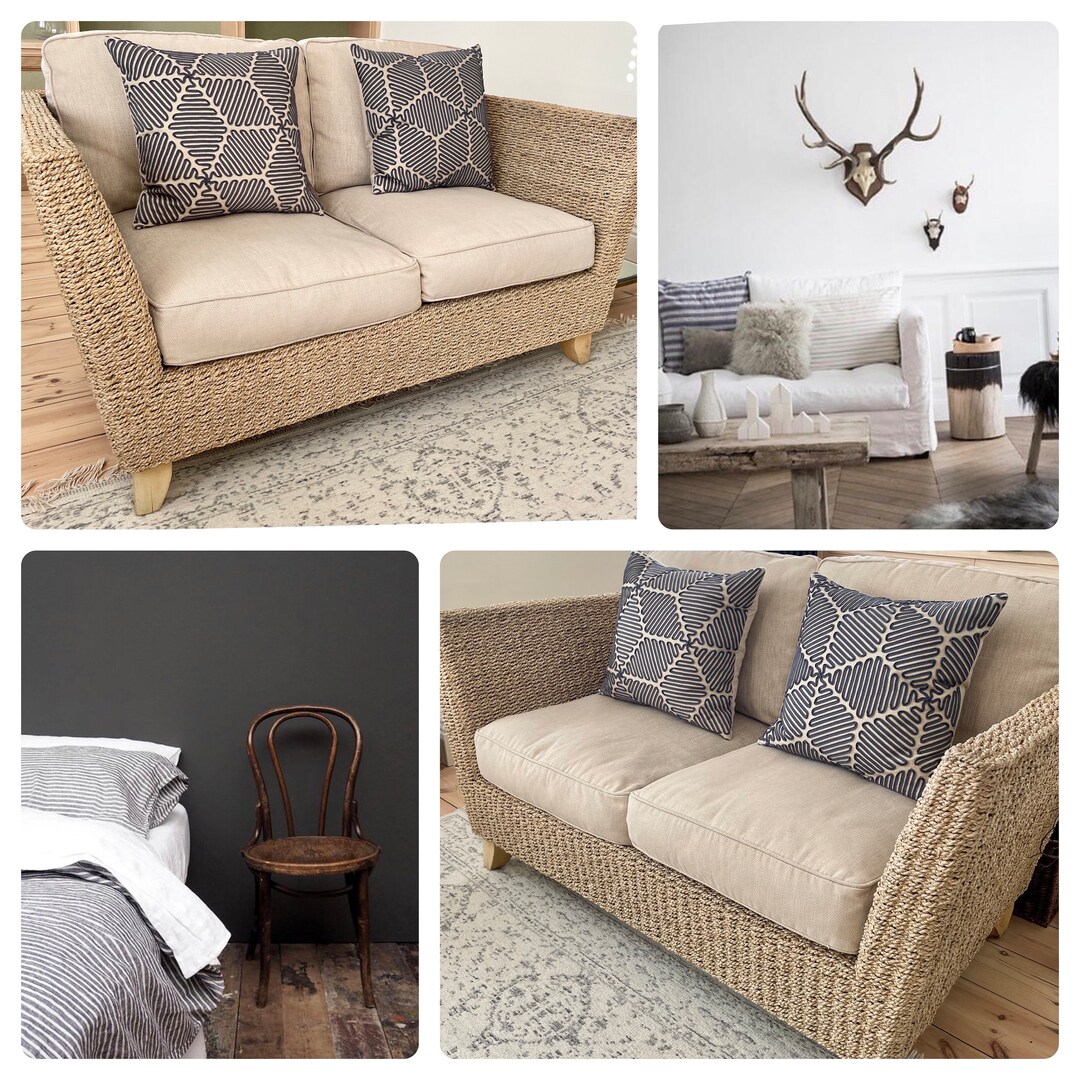 SOFA 2 Seater Marks and Spencer Compact Natural Stone Weave Upholstery Raffia Upper Scandi Sofa RP1200 Can Deliver Etsy