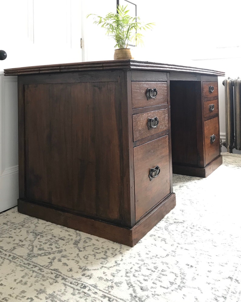DESK Large Lombok Indonesian Teak Wood Solid & Heavy Partners Desk ...