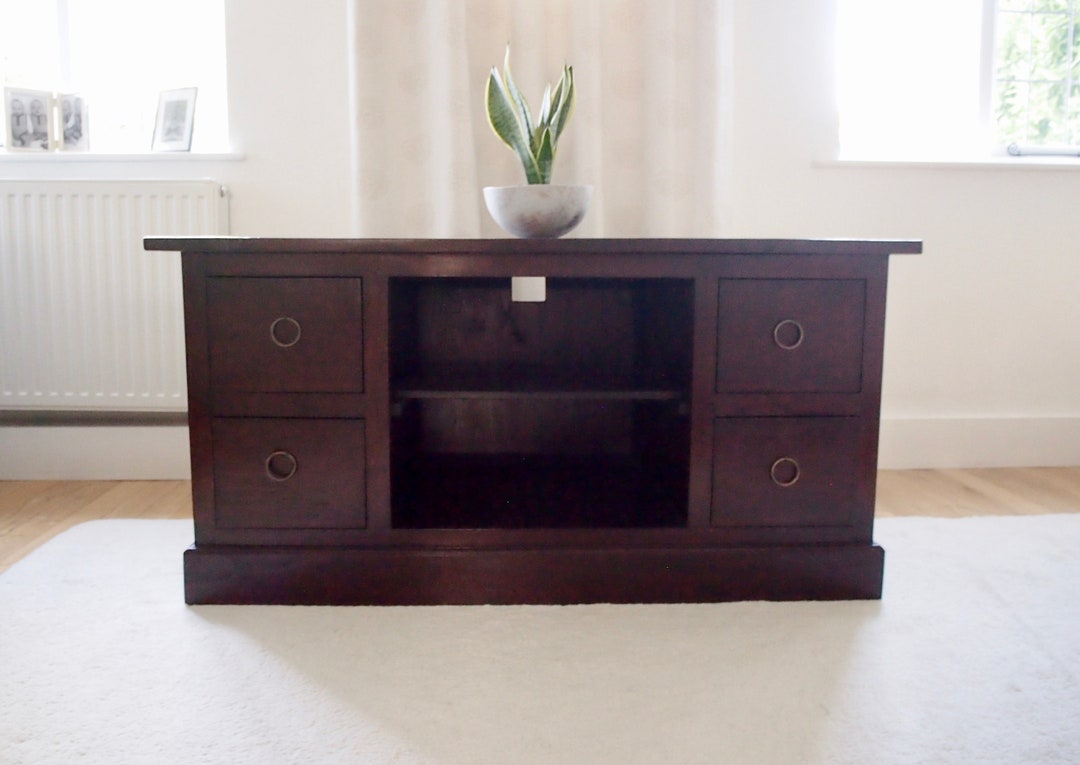 TV UNIT Stunning Lombok Indonesian Teak Solid Wood Audio Unit Storage ...
