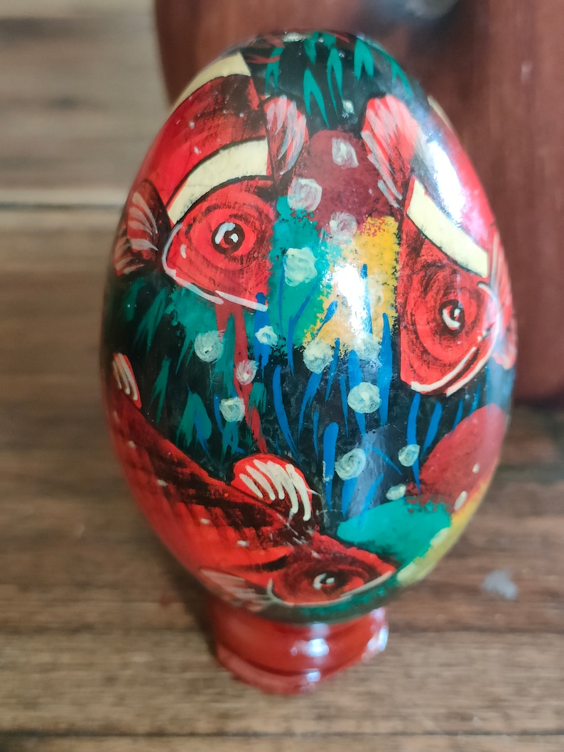 Colorful Fish Painted Wooden Egg, Nemo Fish Painting,fish Symbol Statue ...