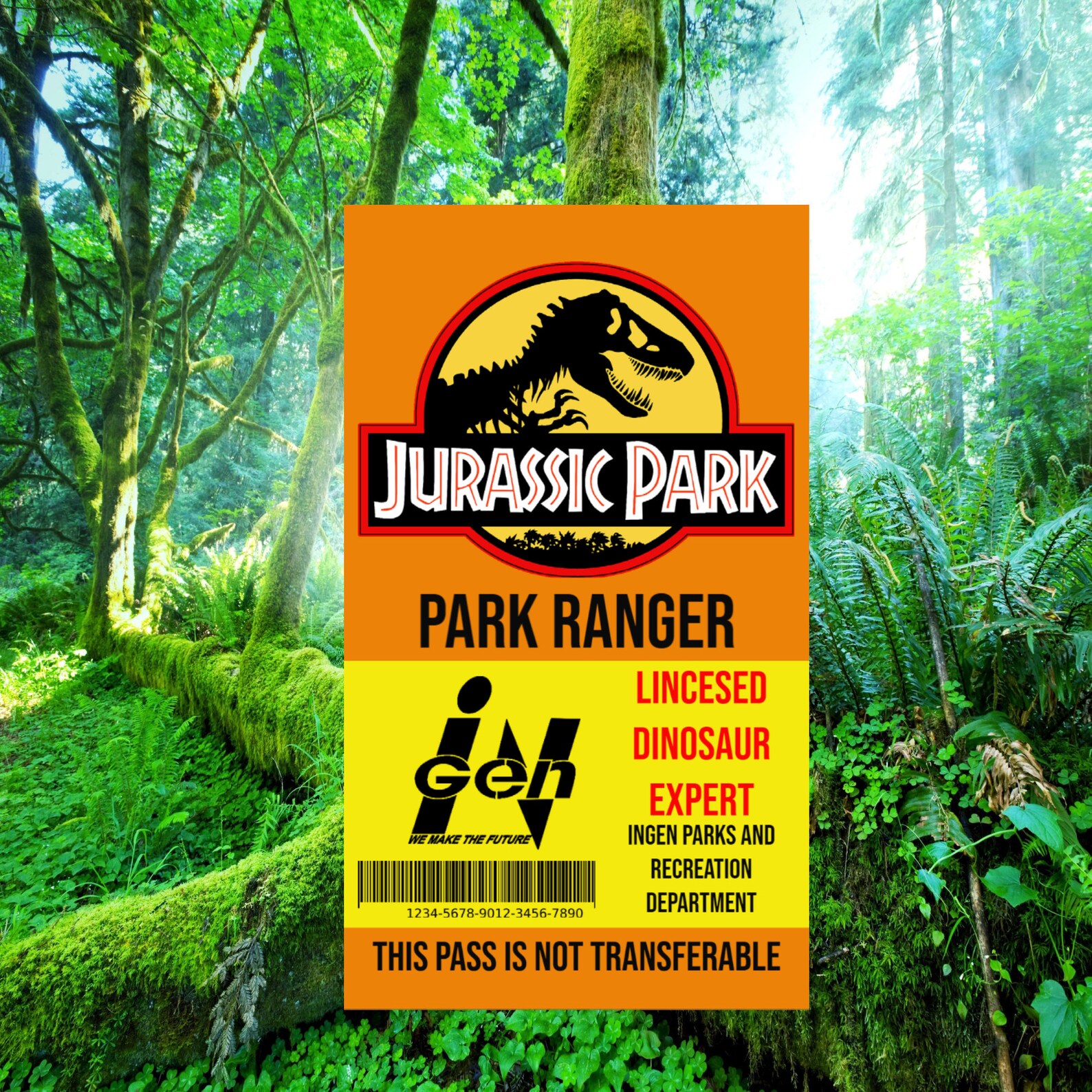 Jurassic Park Plastic ID Badge Collection Free Lanyard free Etsy