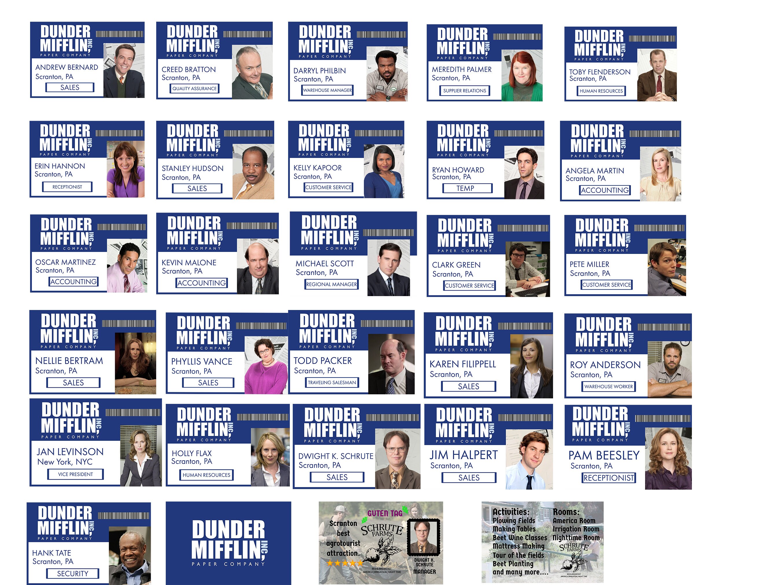 The Office ID Badge Collection 262 Design Combo JPG-ZIP | Etsy