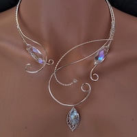 Silver Ivy Necklace, Elven Leaf Statement Collar, Elven Wedding Torc - Etsy