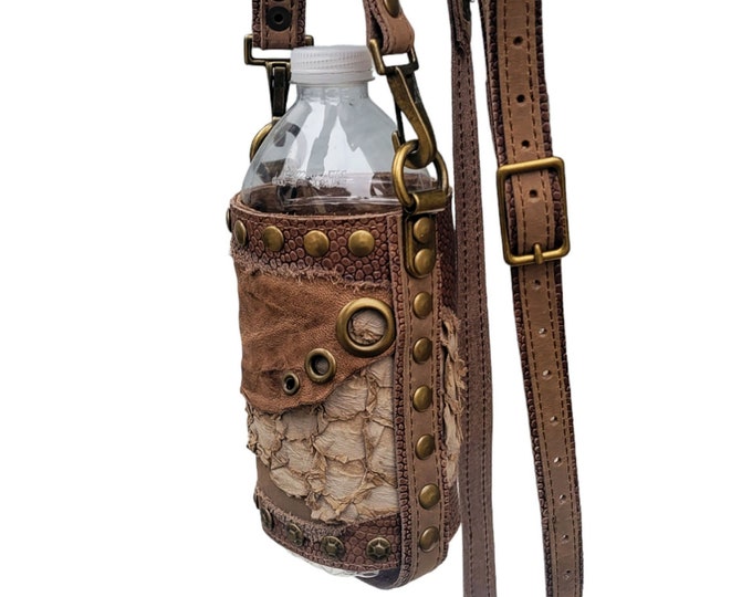 Leather Water Bottle Holder, Dystopian Water Bottle Carrier, Post ...