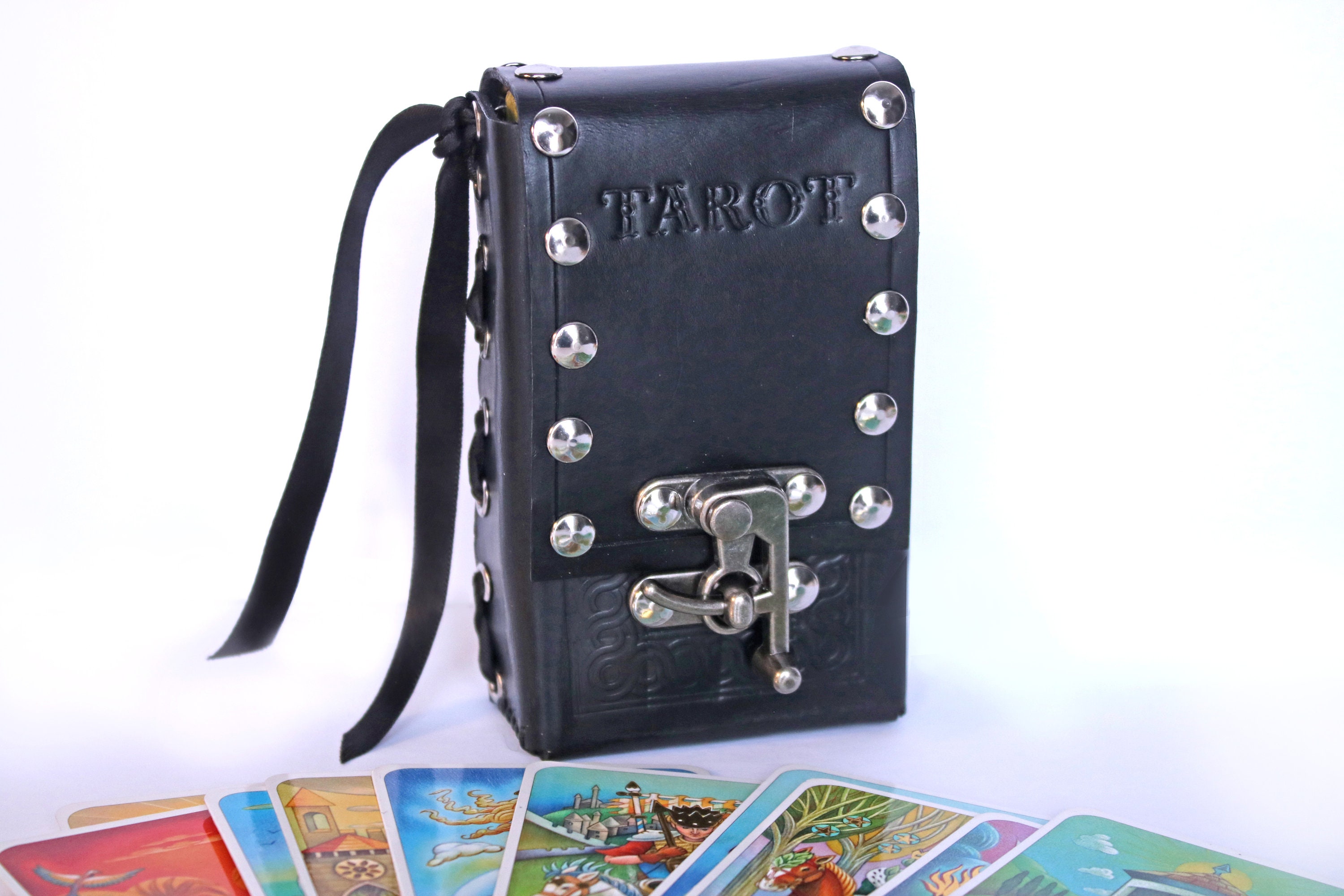 Tarot bag tarot card box leather tarot card holder | Etsy