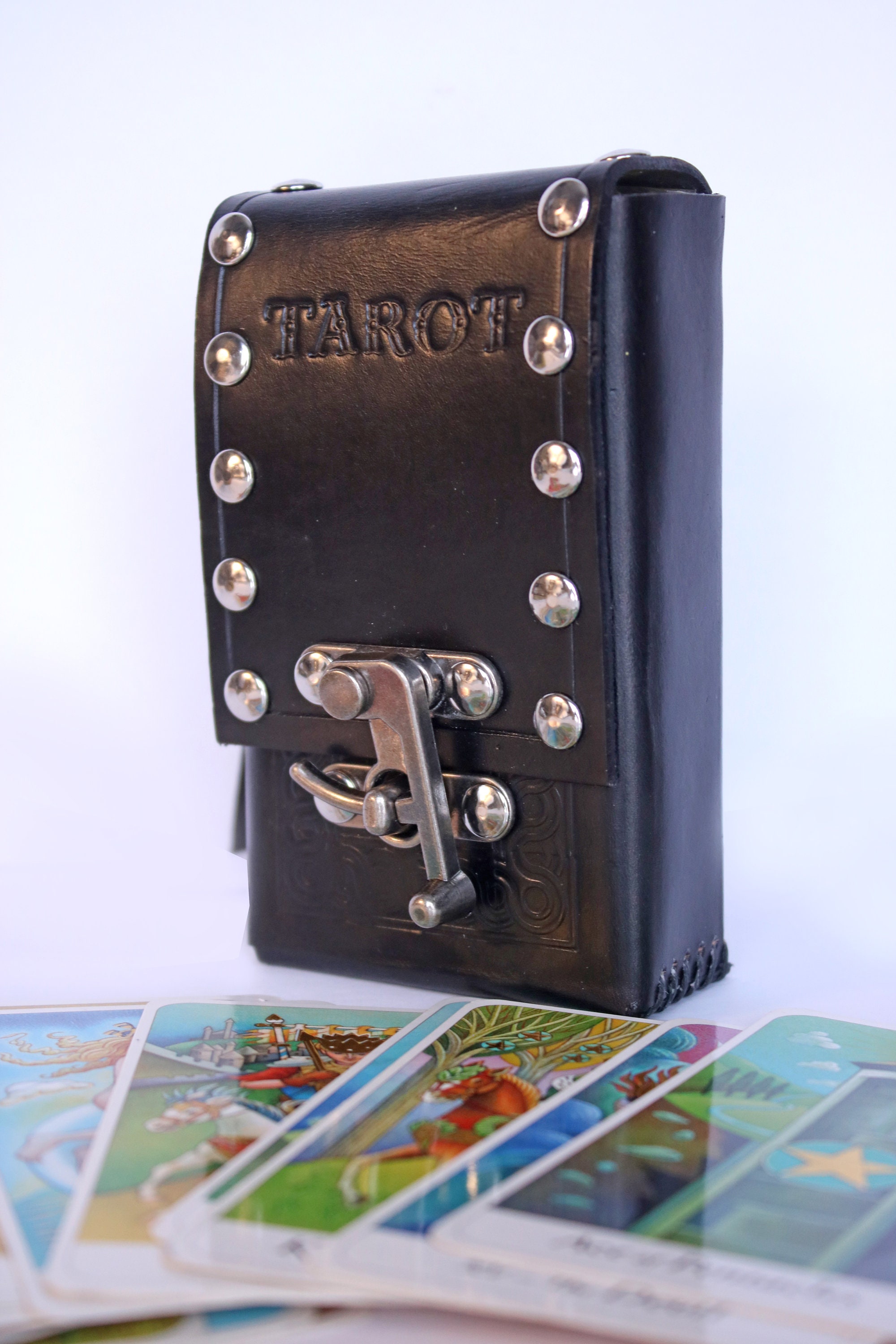 Tarot bag tarot card box leather tarot card holder | Etsy