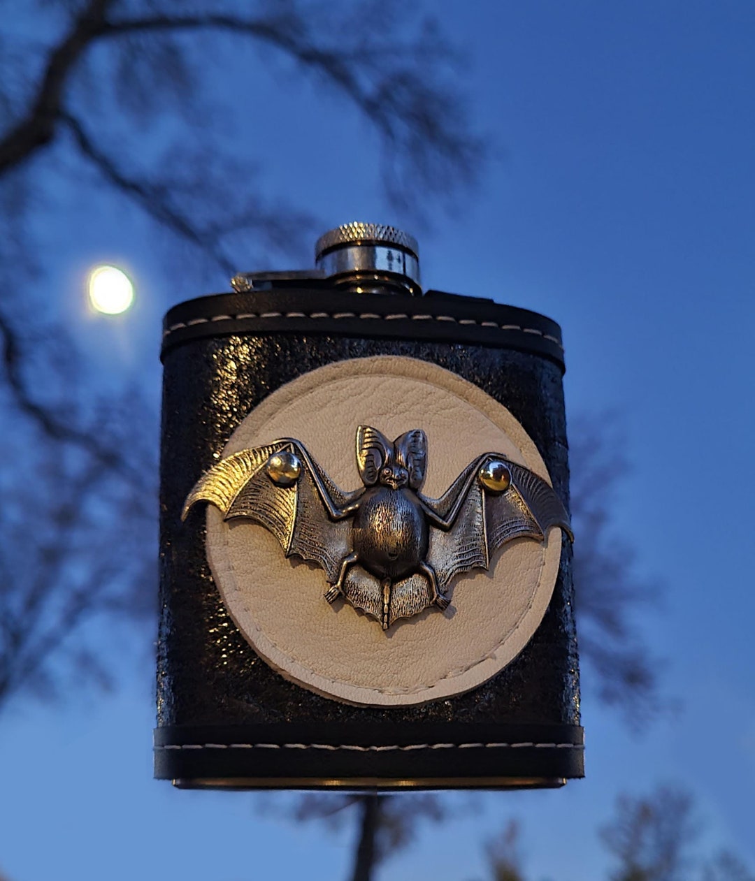 Leather Bat Flask, Gothic Leather Flask - Etsy