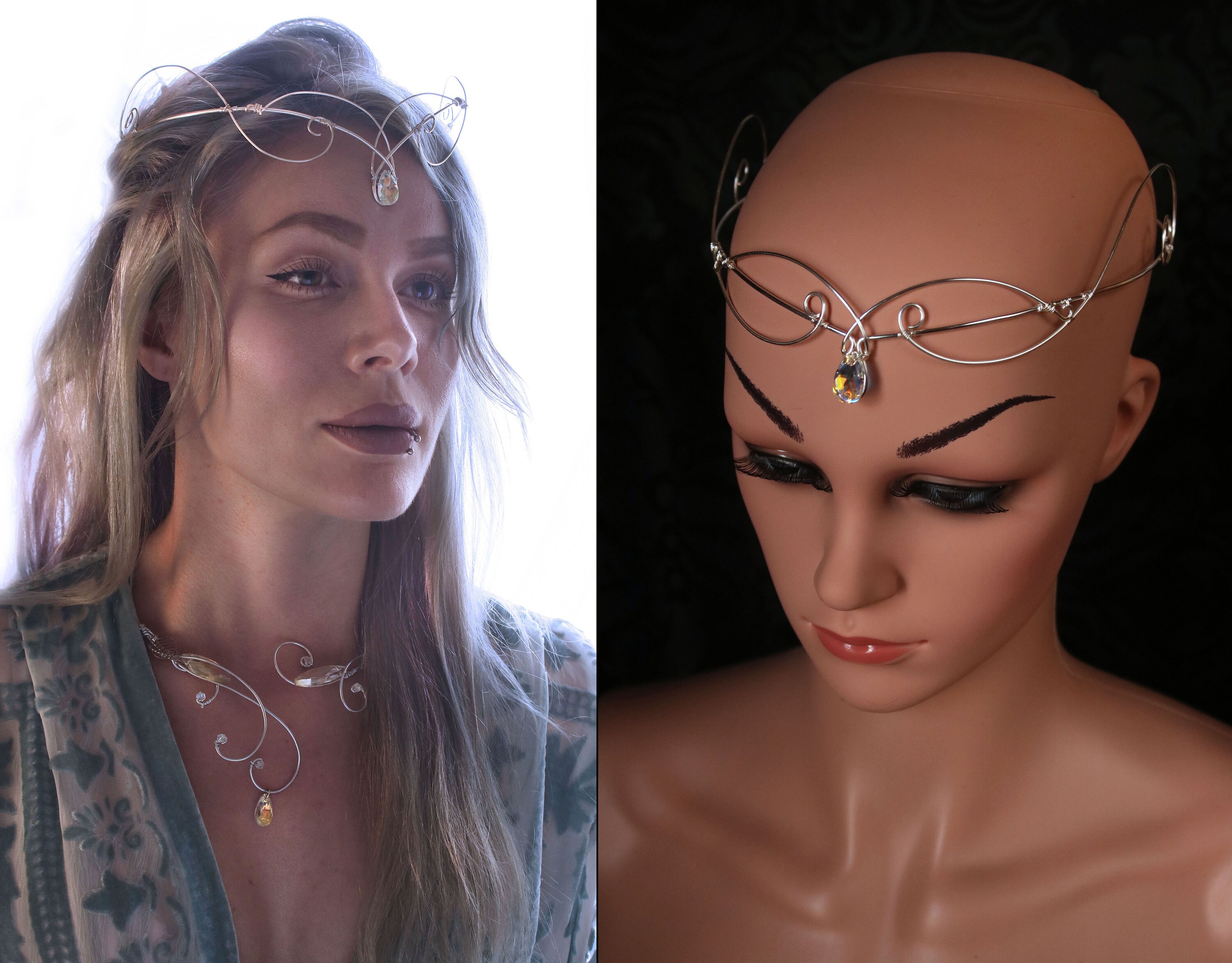 ELVISH CIRCLET- (silver Headpiece-dif COLORS Available)-elven Headpiece ...