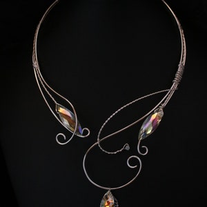 Crystal Torc Necklace, Elven Torque Necklace With Golden Crystals ...