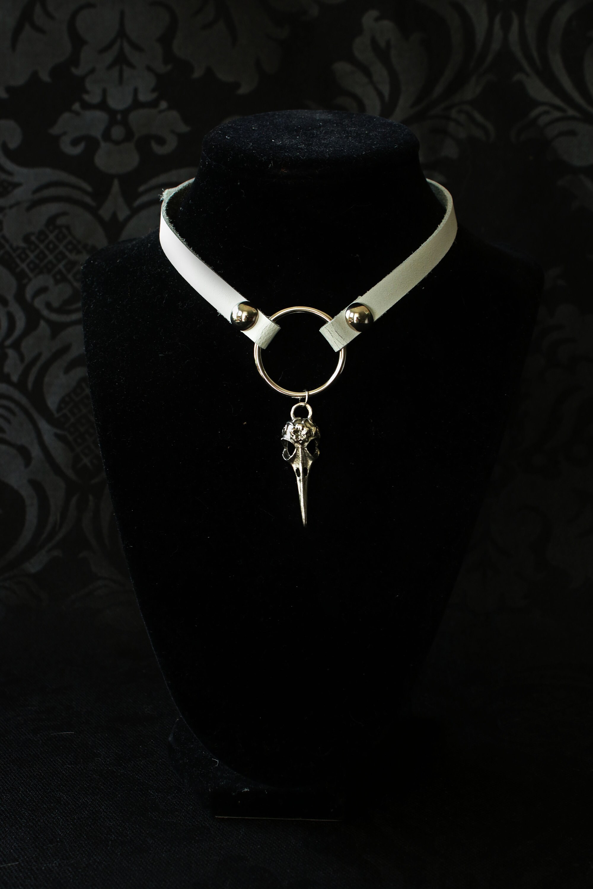 O-ring Choker Raven Necklace Leather Choker Crow | Etsy