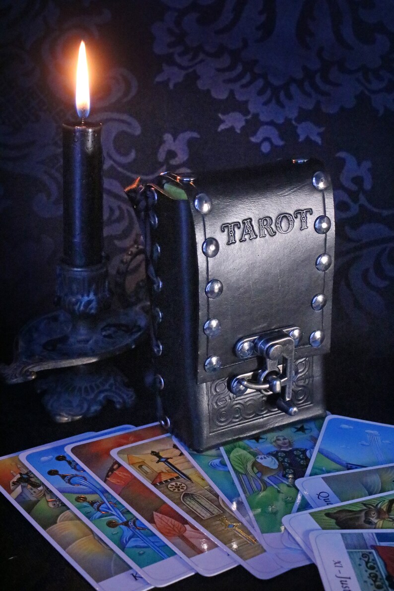 Tarot bag tarot card box leather tarot card holder | Etsy
