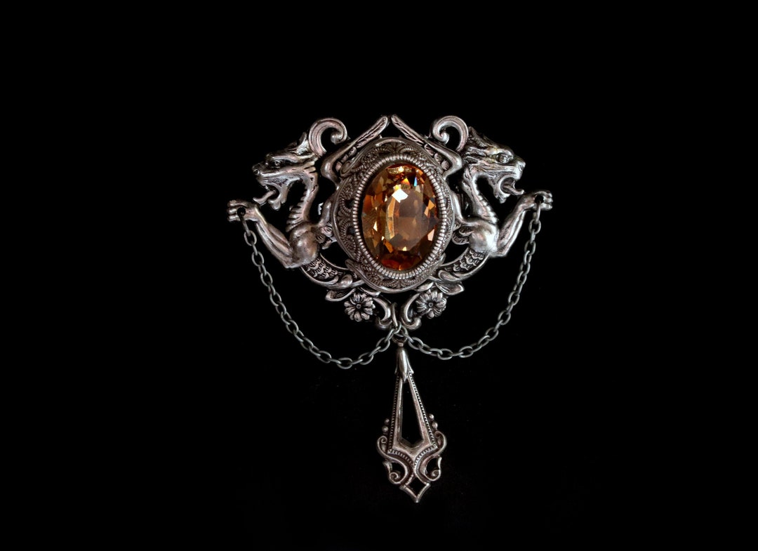 Dragon Pin , Dragon Brooch , Cloak Pin , Medieval Scarf Pin ...