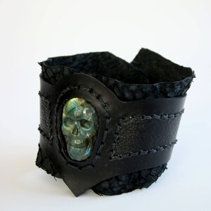 SKULL CUFF BRACELET , Post Apocalyptic Leather Skull Bracelet ...