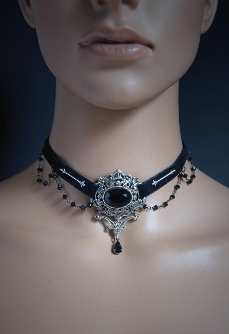 Gothic Choker Goth Choker Black Velvet Choker Gothic - Etsy