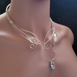 Crystal Torc Necklace, Elven Torque Necklace With Golden Crystals ...