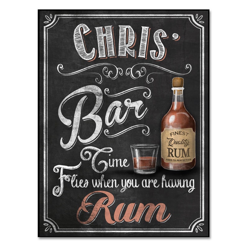Personalised Rum Chalkboard Effect Bar Signs | Etsy