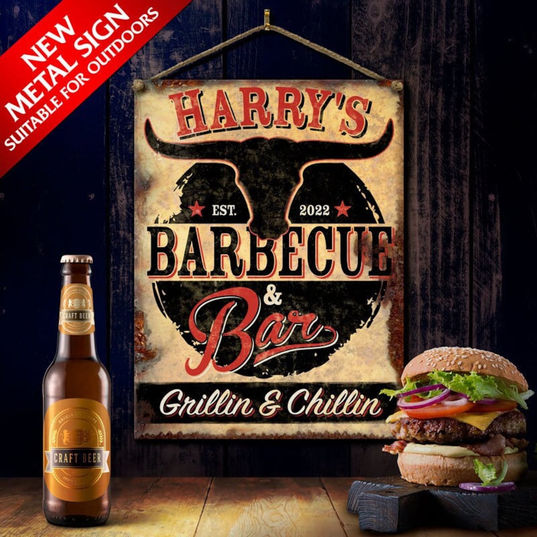 Personalised Metal Rustic Barbecue & Bar Sign - Etsy