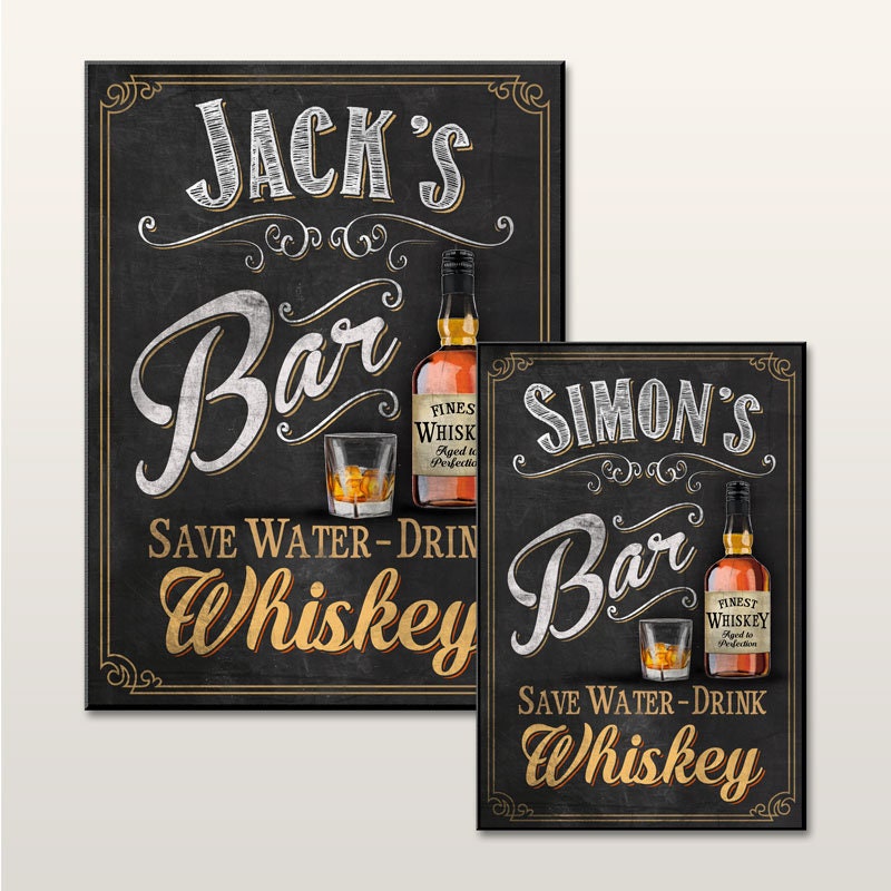 Personalised Whiskey Chalkboard Effect Bar Signs - Etsy
