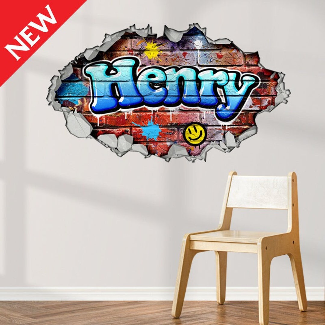 Personalised 3D Cracked Wall Effect Graffiti Wall Art Decal/sticker - Etsy