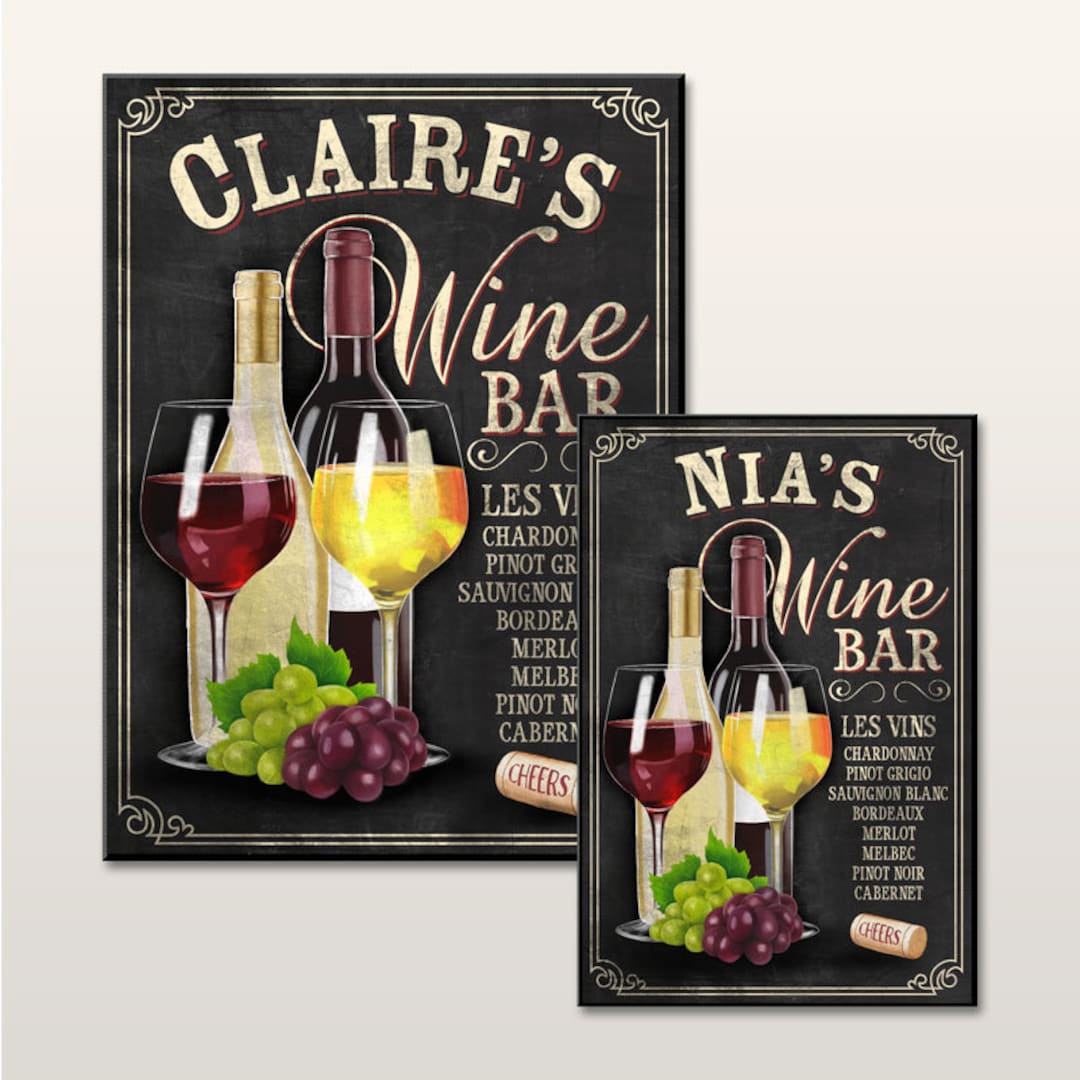 Personalised Chalkboard Effect Wine Bar Signs - Etsy