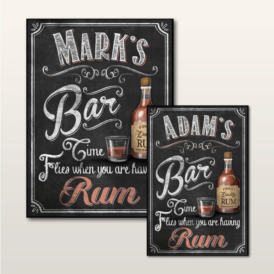 Personalised Rum Chalkboard Effect Bar Signs - Etsy UK
