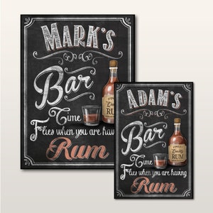 Personalised Rum Chalkboard Effect Bar Signs - Etsy UK