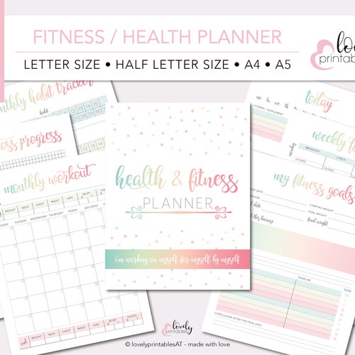 Health and Calorie Tracker Fitness Planner A5 A4 Letter - Etsy