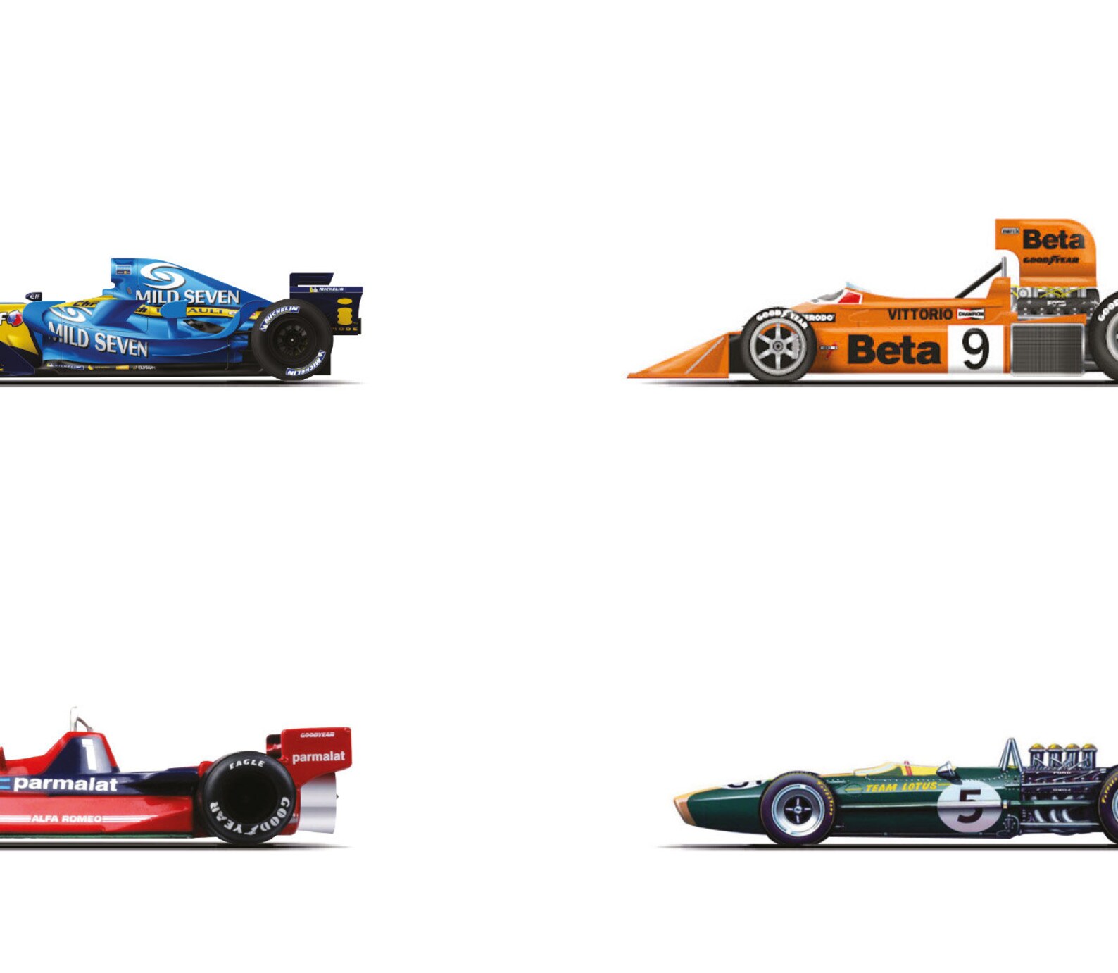 Iconic Formula One Cars Poster Print - Ultimate Collection of the All ...
