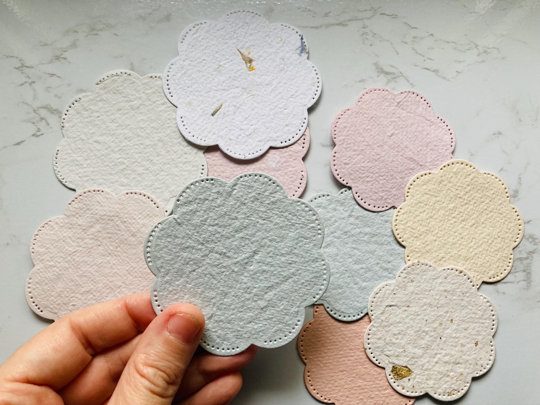 10 X Scalloped Circle Handmade Papers -200 Gsm B6 / A6 Handmade Paper ...