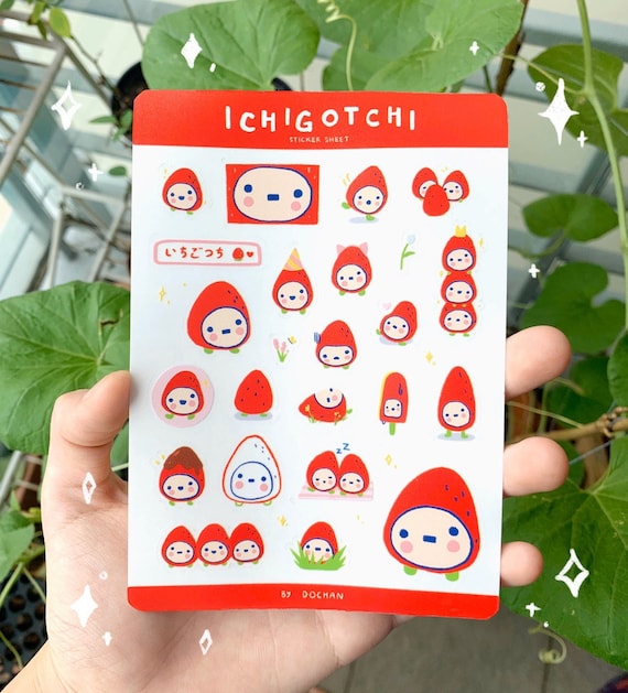 Ichigotchi clear Sticker Sheet Waterproof Clear Cute | Etsy