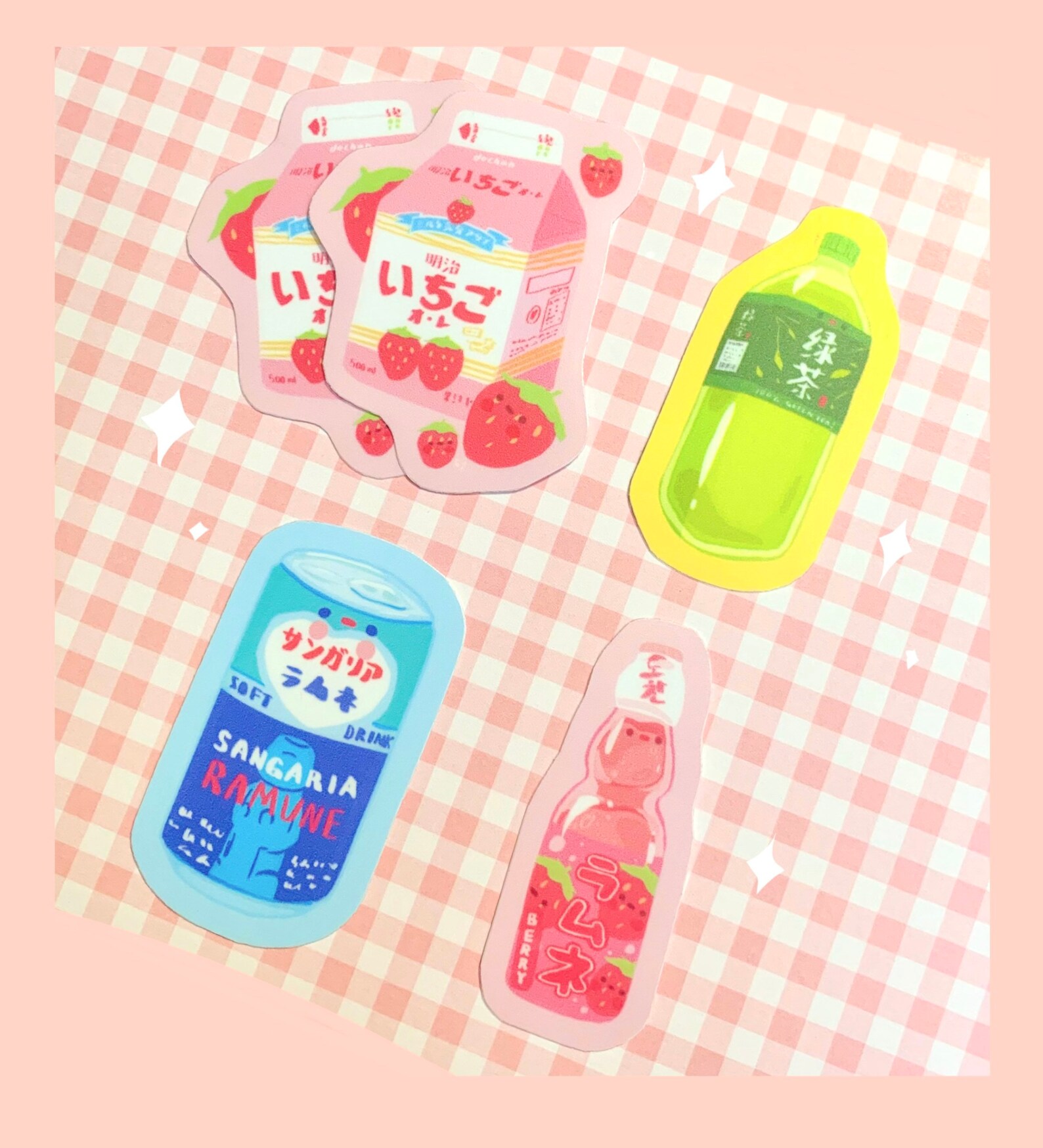 4 X Drinks Vinyl Sticker Set japanese Drinks Vinyl Waterproof | Etsy