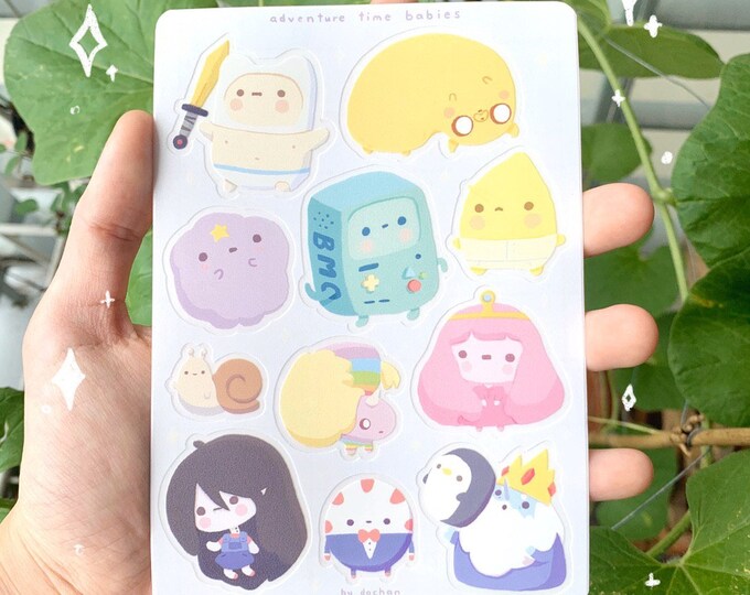 Adventure Time clear Sticker Sheet Transparent Waterproof - Etsy