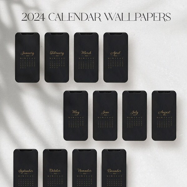 Digital Calendar Wallpaper 2024 - Etsy