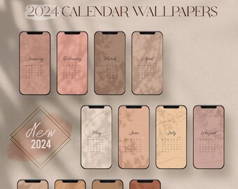 4K Set of 12 Months Calendar 2024 Wallpapers Smartphone and iPad ...