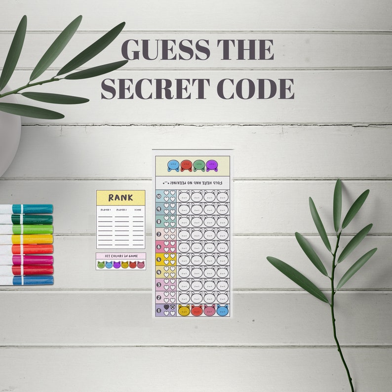 Guess the Code Printable Game Digital Download Cattermind From ...