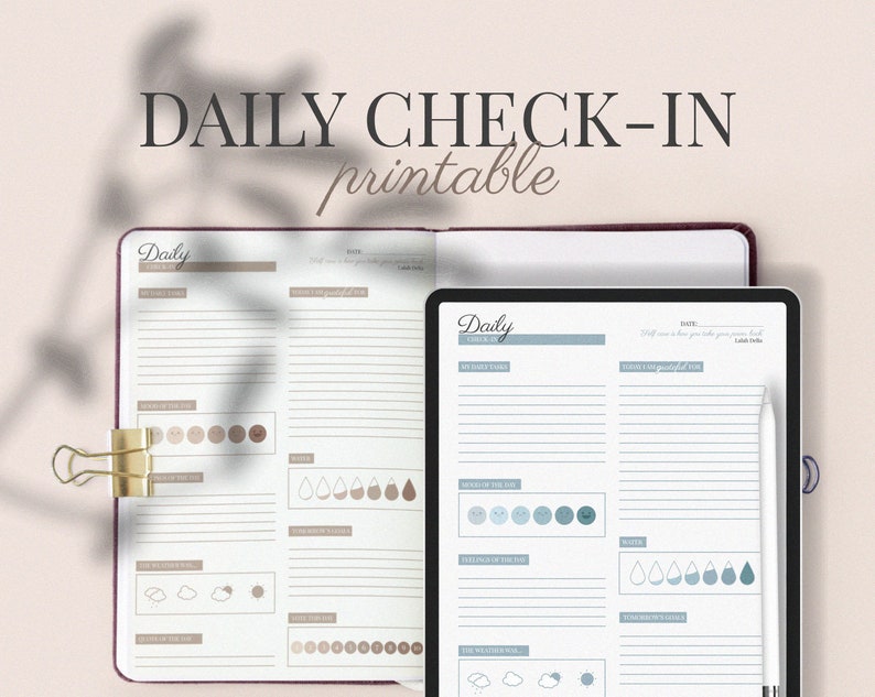 Daily Check-in Instant Download Printable PDF - Fillable Reflection ...