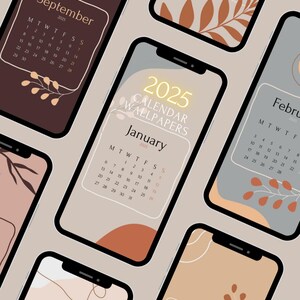 4K Set of 12 Months Calendar 2025 Wallpapers Smartphone and iPad ...