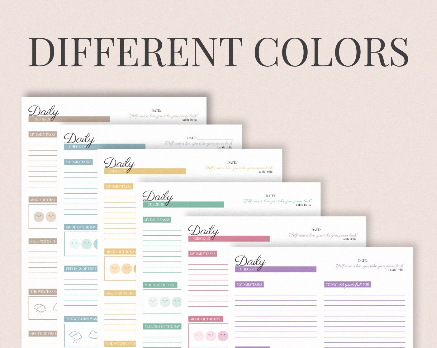 Daily Check-in Instant Download Printable PDF Fillable Reflection ...