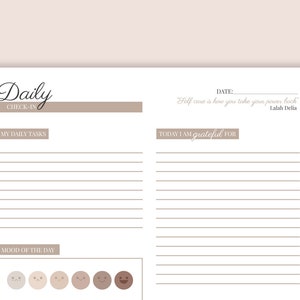 Daily Check-in Instant Download Printable PDF - Fillable Reflection ...