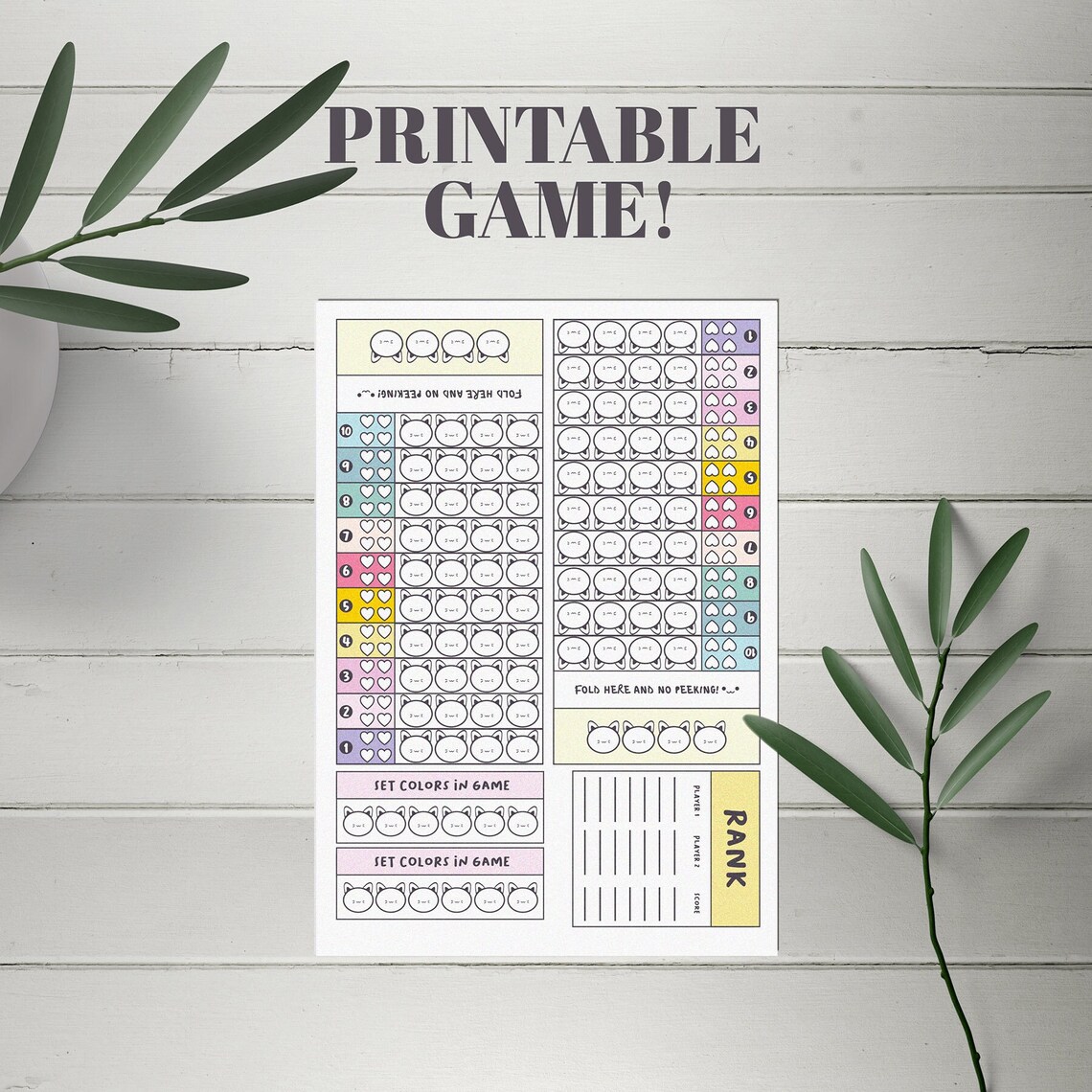 Guess the Code Printable Game Digital Download Cattermind - Etsy