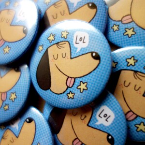 Funny Dog Button Pin - Etsy