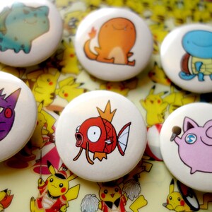 Pokemon Button Pins / Pokemon Badge Set - Etsy