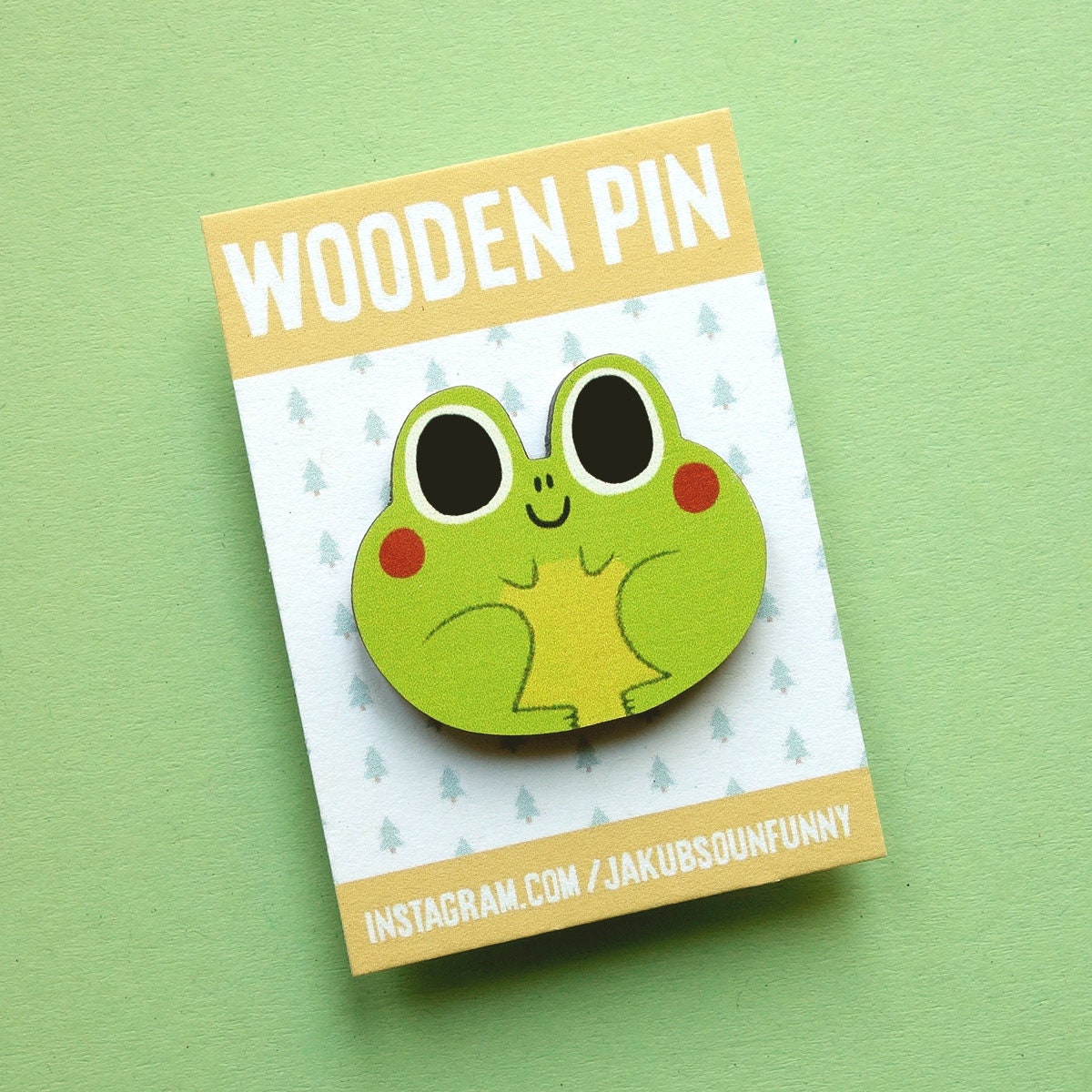 Funny Frog Pin / Wooden Lapel Pin - Etsy