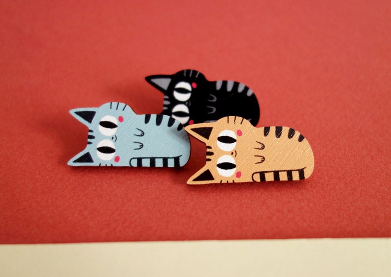 Cat Wooden Pins - Etsy