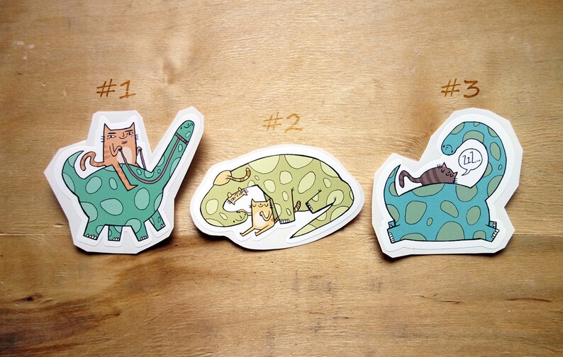 Cats & Dinos Stickers / Sticker Pack - Etsy