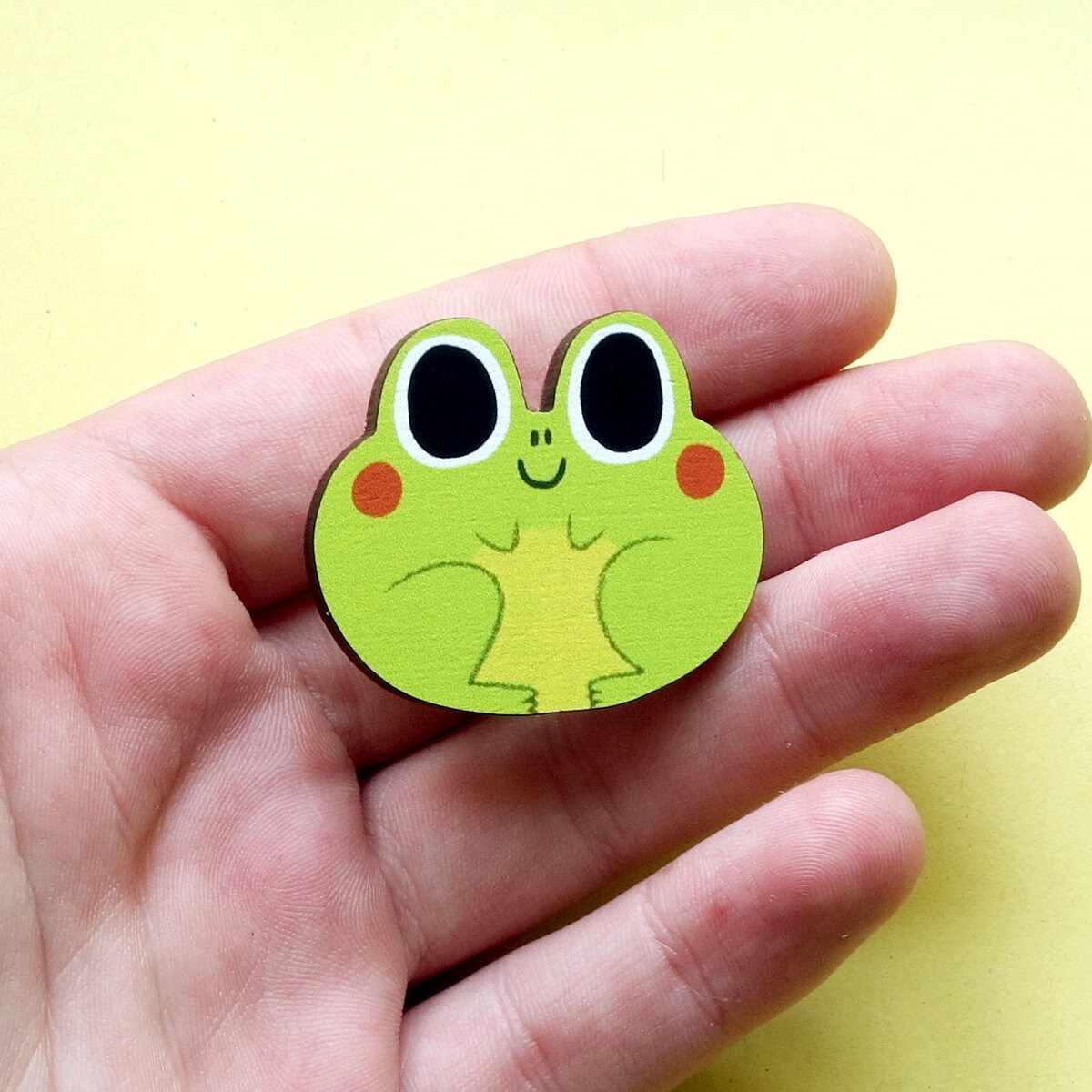 Funny Frog Pin / Wooden Lapel Pin - Etsy