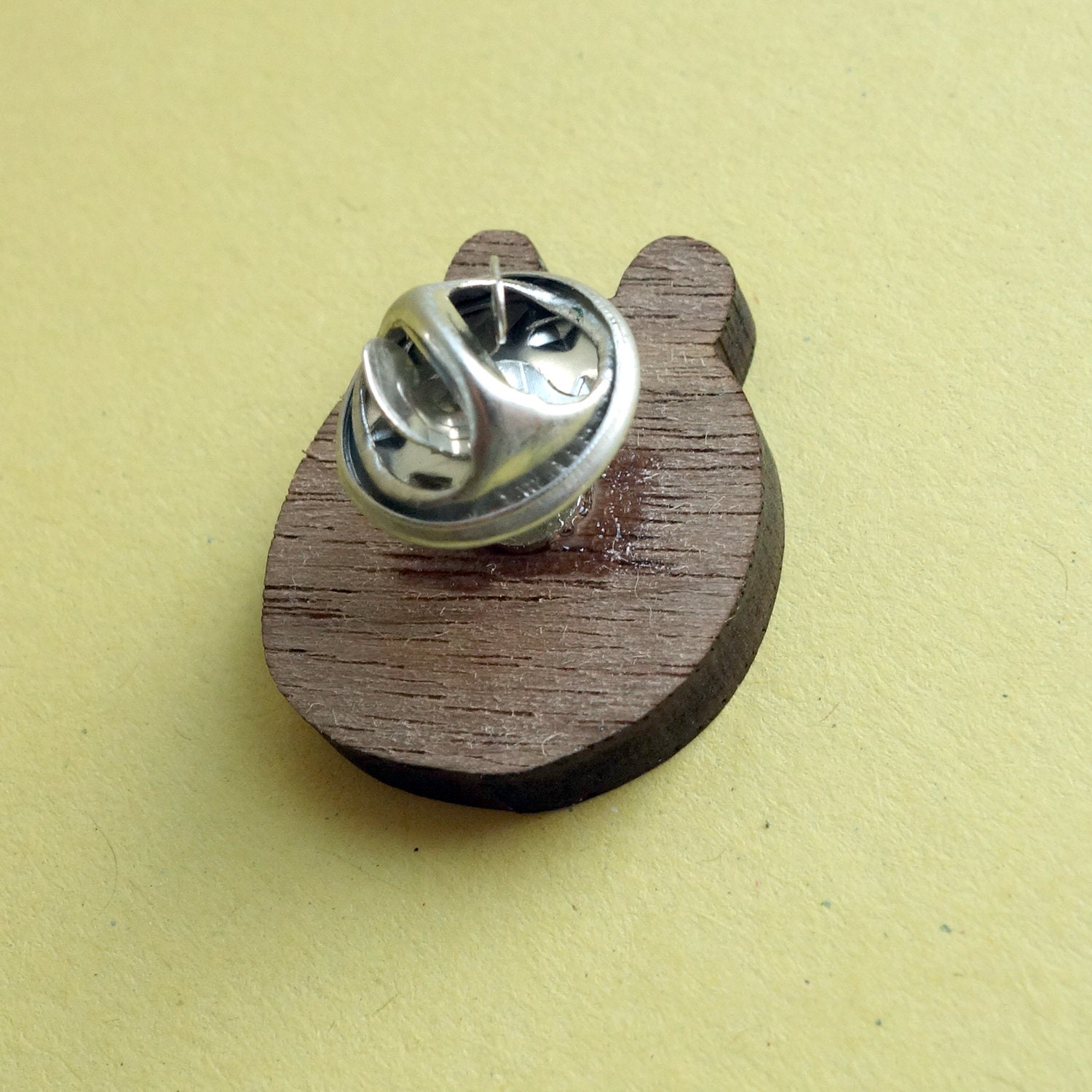 Bear With Guitar Pin / Wooden Badge - Etsy