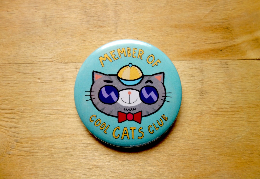 Cool Cats Club Button Pin - Etsy