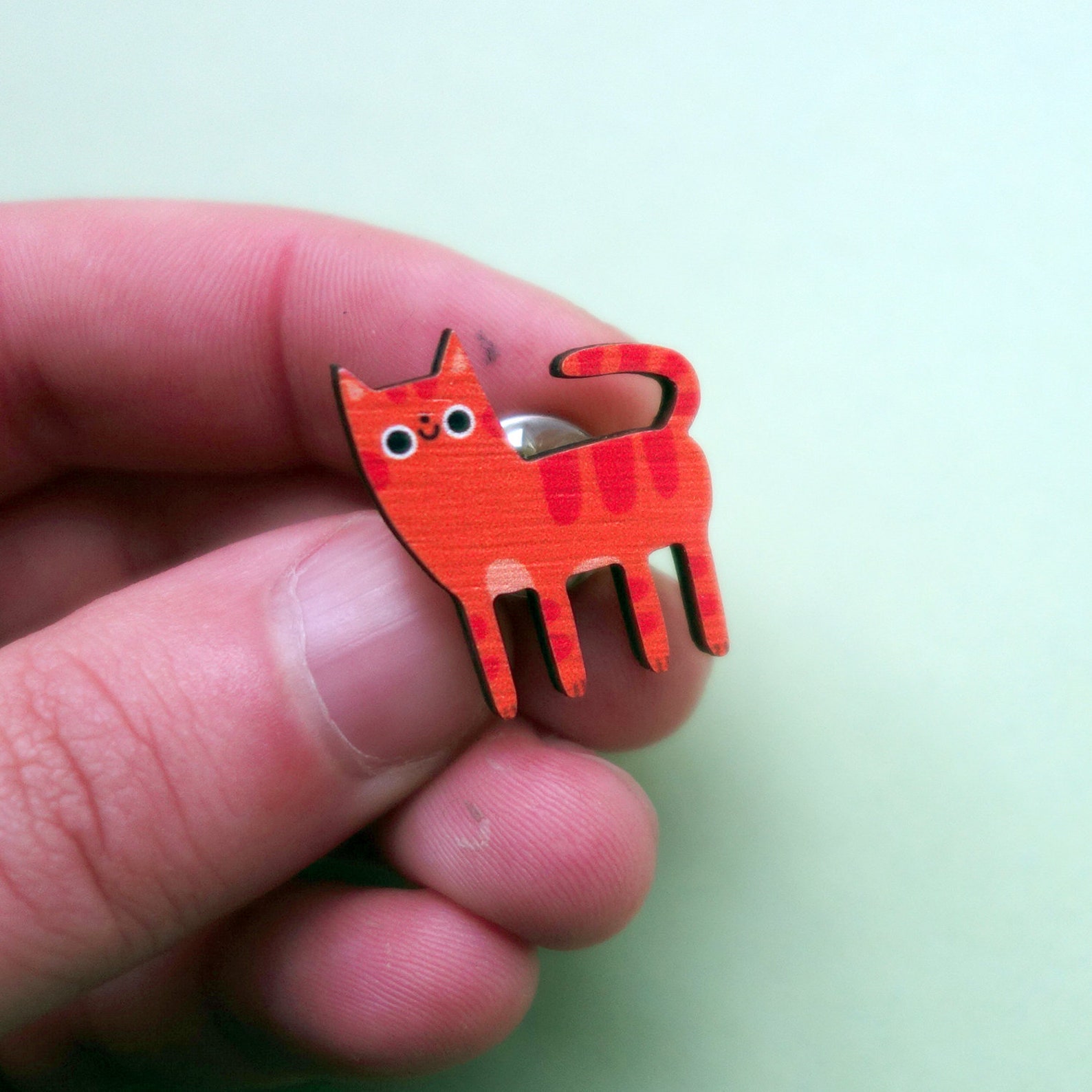 Orange Cat Pin / Wooden Lapel Pin - Etsy